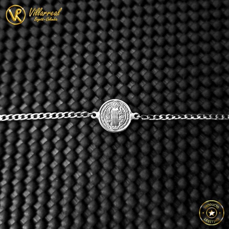 Pulsera SAN BENITO Acero Inoxidable legítimo para hombre eslabón macizo Tipo Cubano